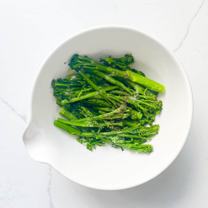 Roasted Tenderstem Broccoli with Parmesan Cheese and Pine Nuts