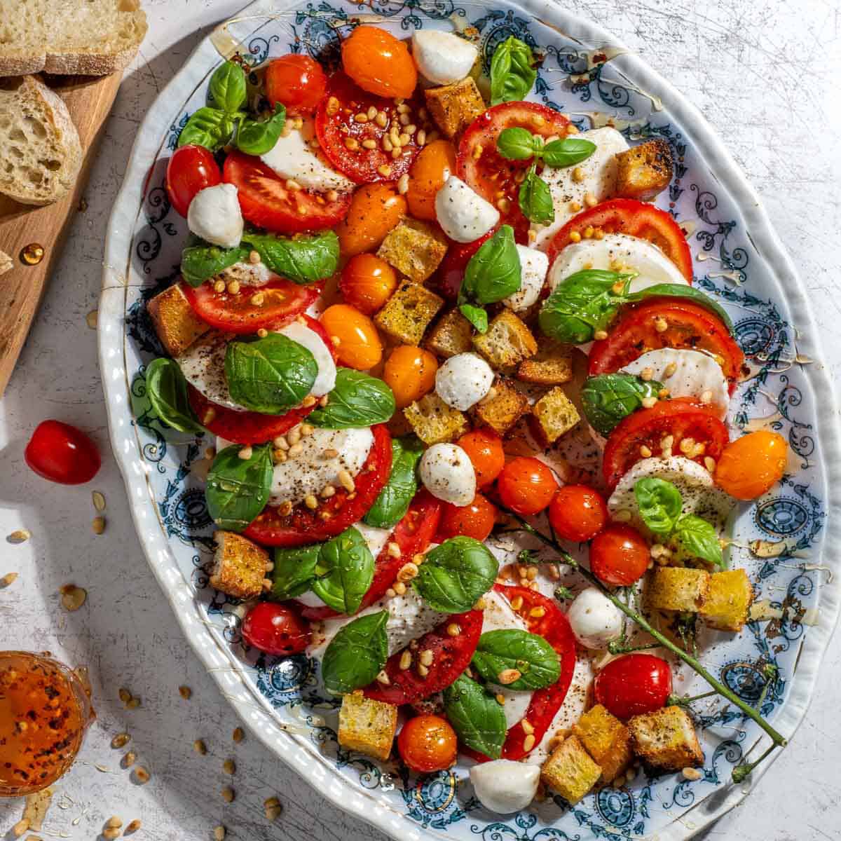 Easy Caprese Salad with Hot Honey Dressing